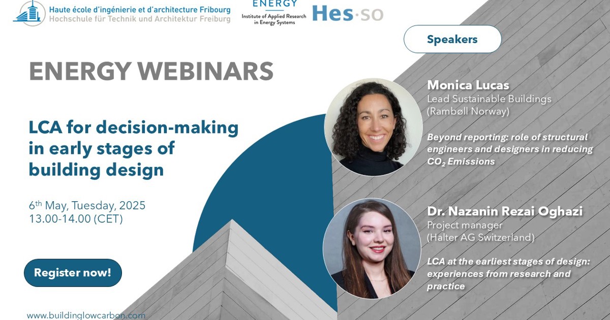 Webinar on early-stage decision-making using LCA in building design - HEIA-FR